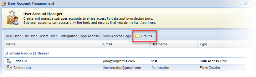 Sub User Groups – Logiforms Help Center